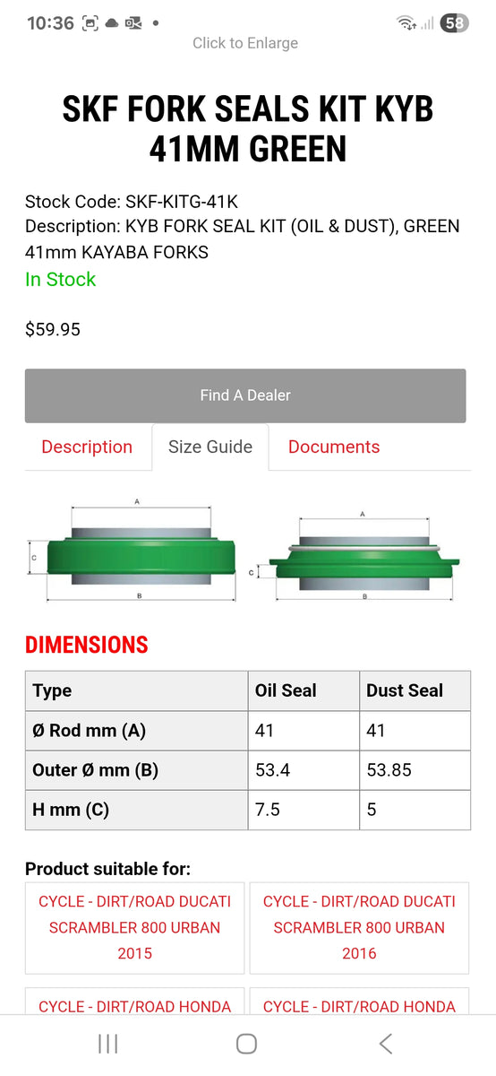 CFMOTO 450MT FORK SEAL KIT SKF| SSS Motorcycles