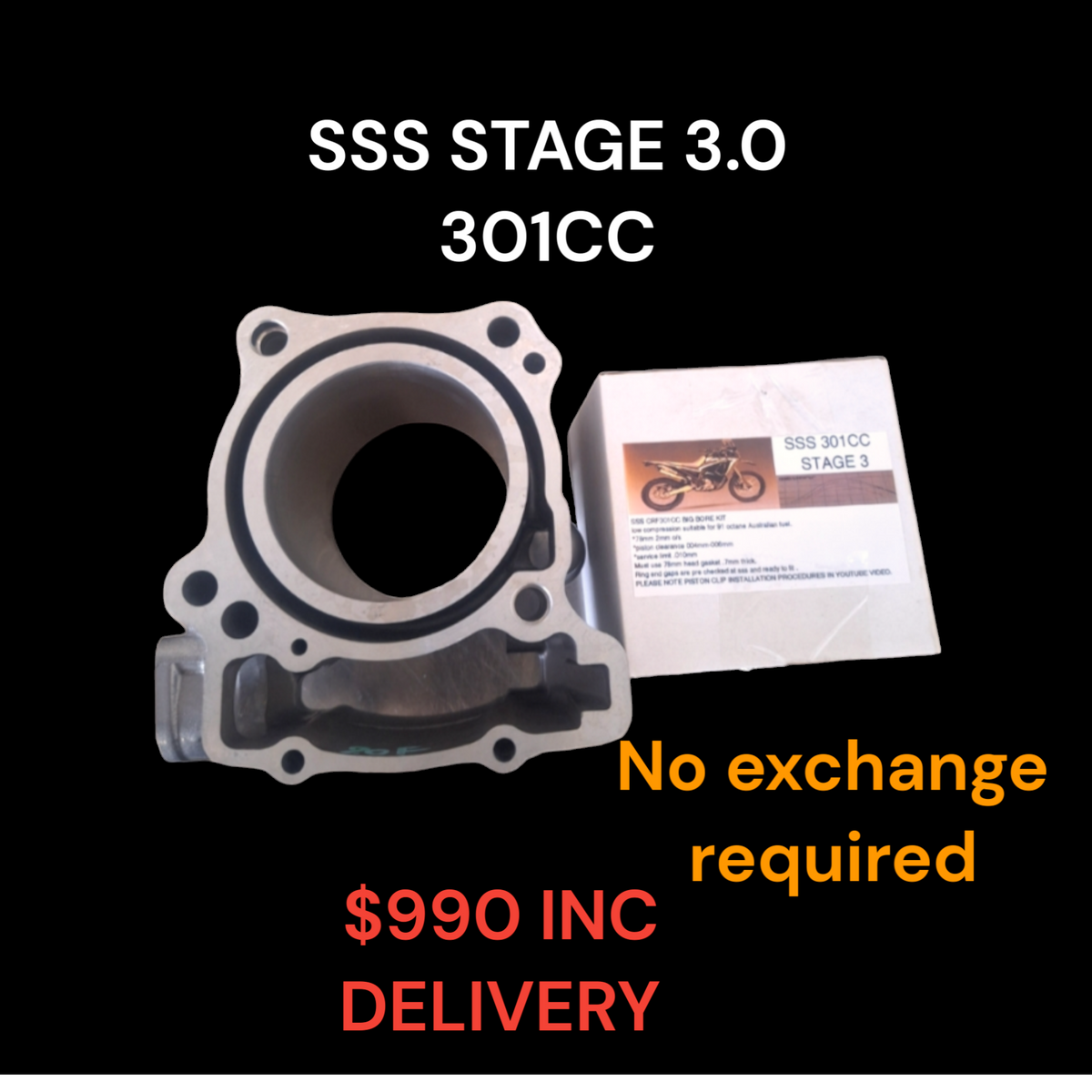 SSS STAGE 3.0 301CC LOW COMPRESSION KIT crf300 bigbore kit| SSS Motorcycles