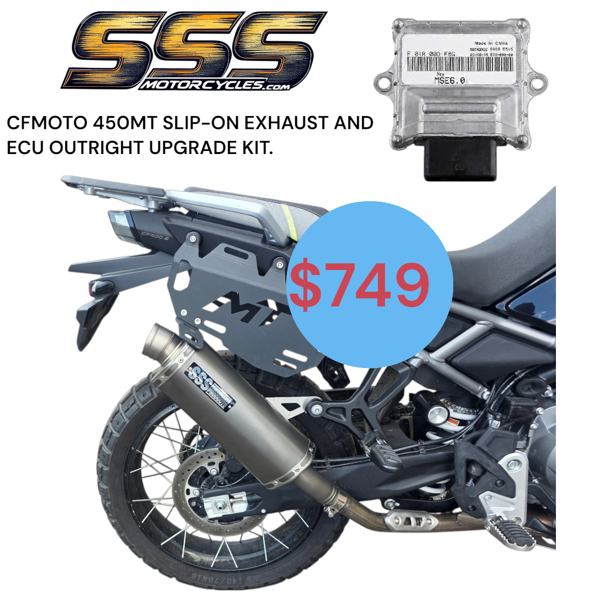 CFMOTO 450MT SSS SLIP-ON AND ECU UPGRADE KIT 👌| SSS Motorcycles
